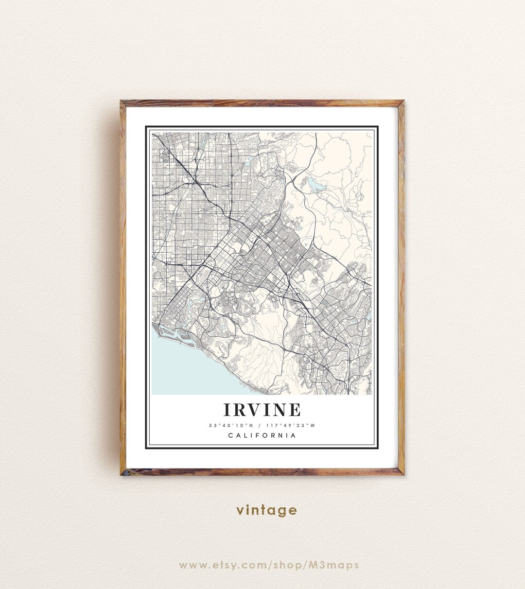 Irvine California Map Art Print: Custom City Map - Etsy