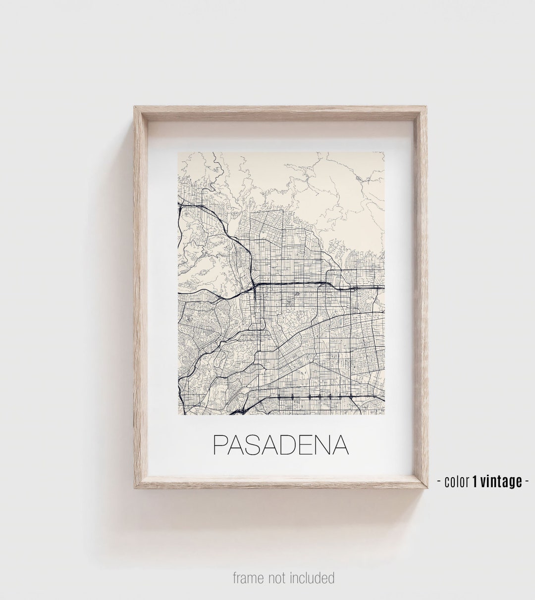PASADENA CA City Map Poster, Pasadena California Street Map Print ...