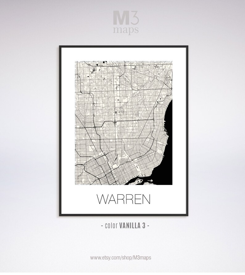 Warren Michigan Warren MI Map Warren Map Warren Print | Etsy