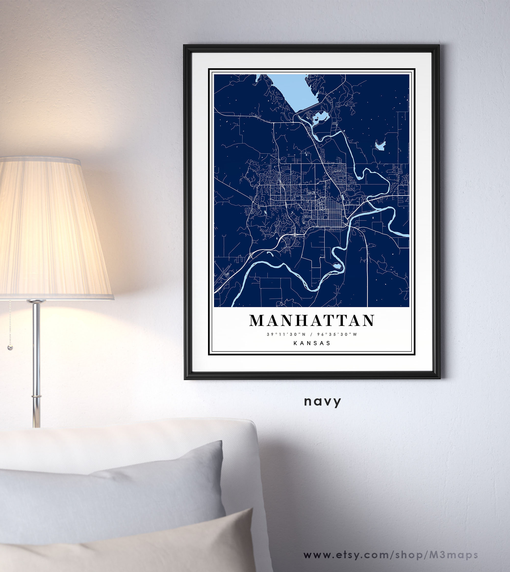 Manhattan Kansas Map Manhattan KS Map Manhattan City Map | Etsy