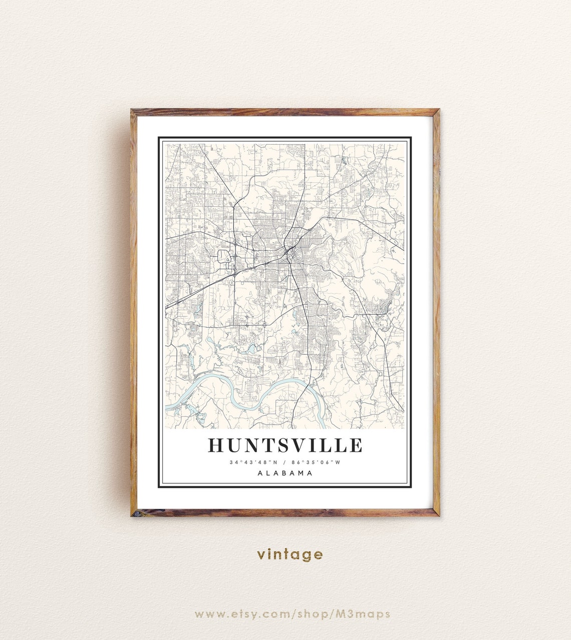 Huntsville Alabama Map Huntsville AL Map Huntsville City - Etsy