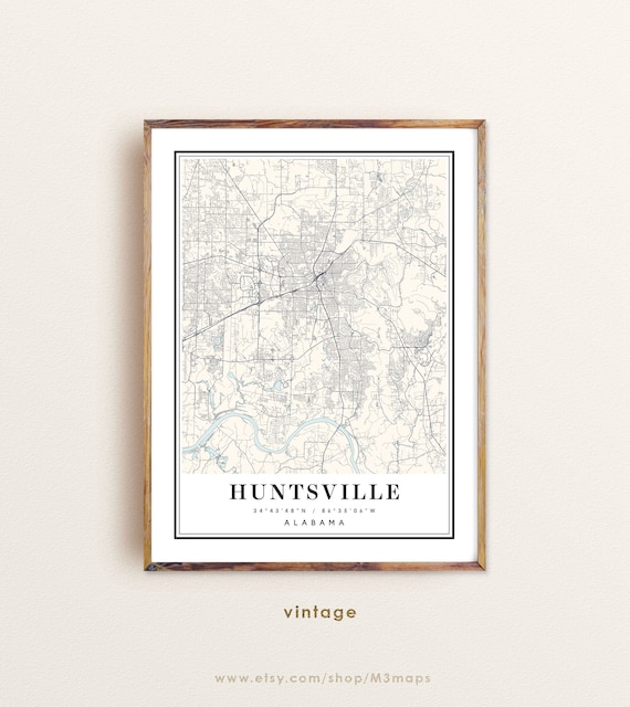 Huntsville Alabama Map Huntsville AL Map Huntsville City | Etsy