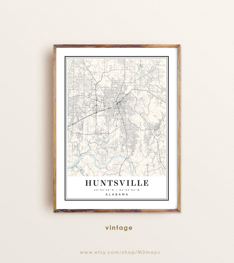 Huntsville Alabama Map Huntsville AL Map Huntsville City - Etsy
