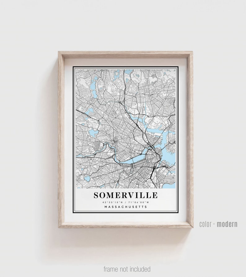 Somerville MA Map Print - Somerville Massachusetts City Poster ...