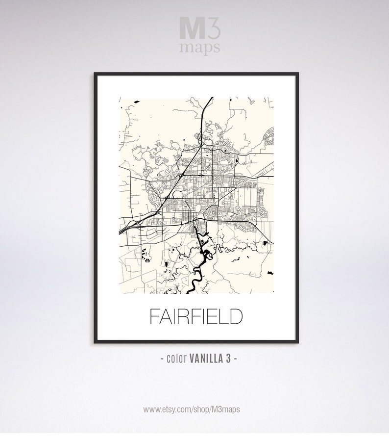 Fairfield California Fairfield CA Map Fairfield Map - Etsy