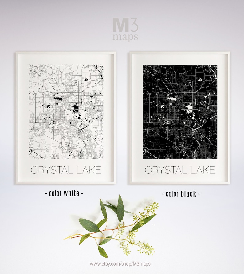 Crystal Lake Illinois Crystal Lake IL Map Crystal Lake Map - Etsy