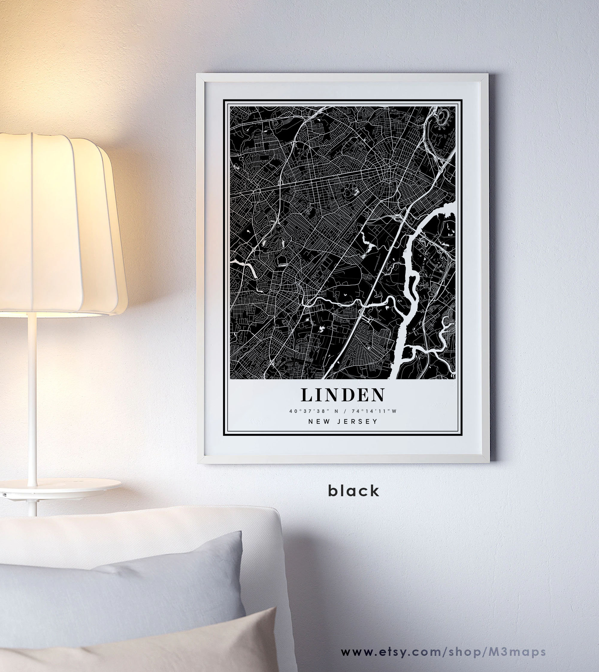 Linden New Jersey Map Linden NJ Map Linden City Map Linden - Etsy