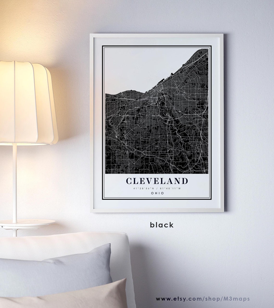 Cleveland Ohio map Cleveland OH map Cleveland city map | Etsy