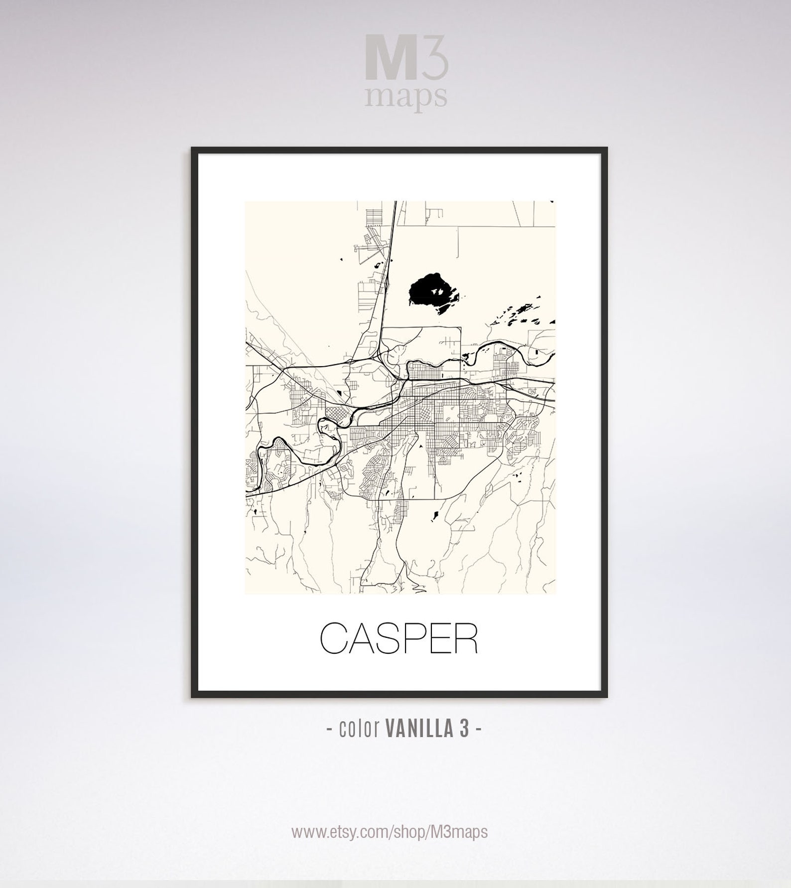 Casper Wyoming Casper WY Map Casper Map Casper Print - Etsy