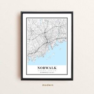 Norwalk Connecticut map Norwalk CT map Norwalk city map | Etsy