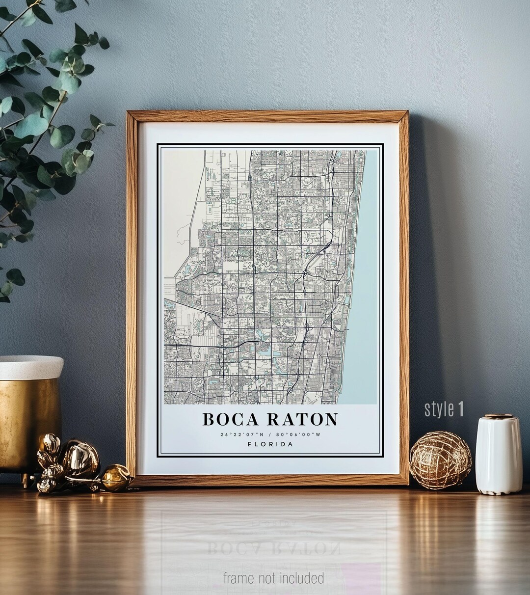 Boca Raton FL Florida Map Wall Art City Poster Print Decor - Etsy