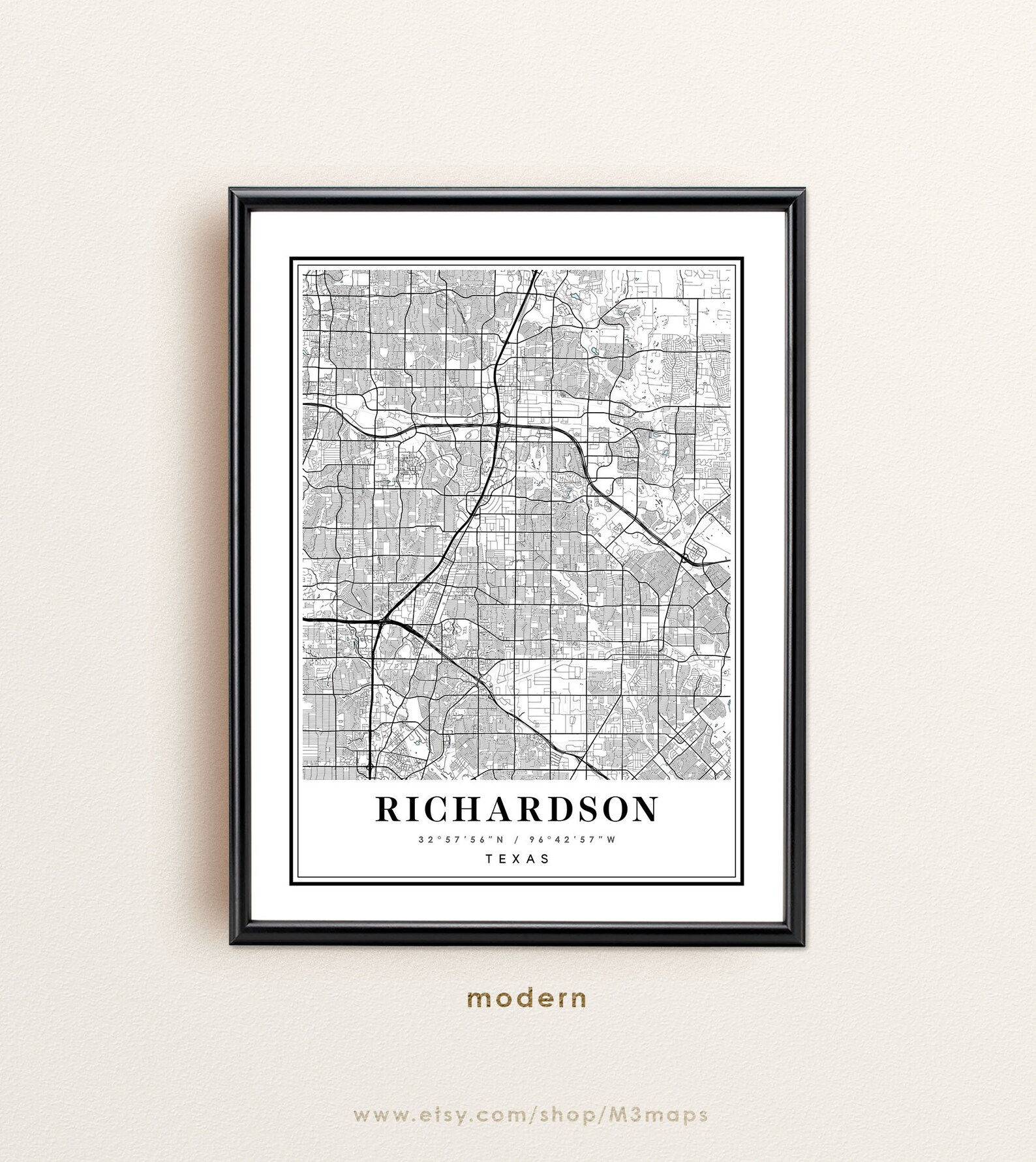 Richardson Texas Map Richardson TX Map Richardson City Map | Etsy