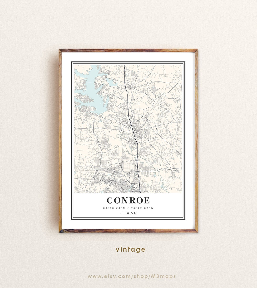 Conroe Texas Map, Conroe TX Map, Conroe City Map, Conroe Print, Conroe ...