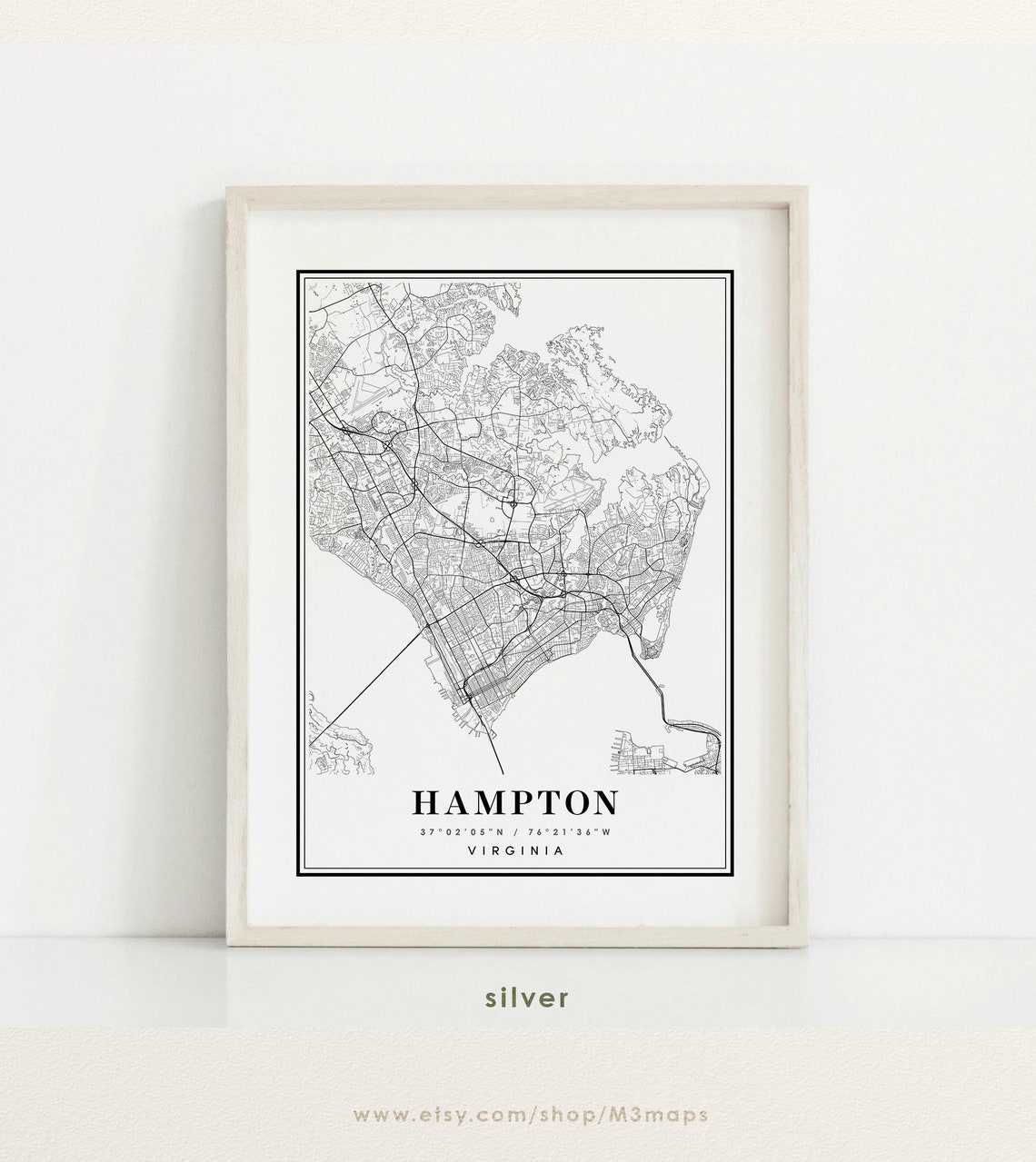 Hampton Virginia Map Hampton VA Map Hampton City Map - Etsy