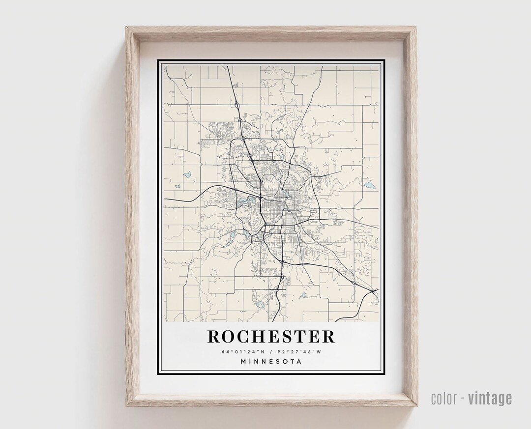 Rochester MN Map Print Rochester Minnesota City Poster Personalized ...
