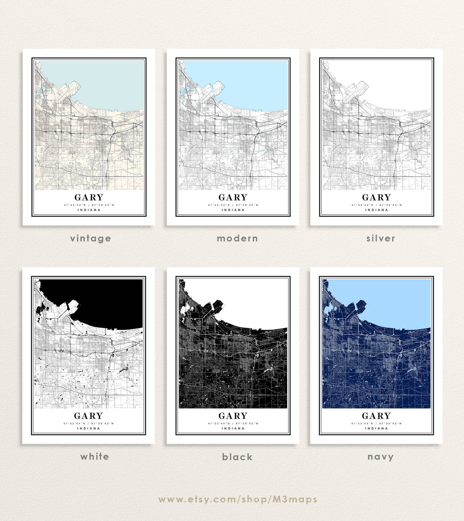 Gary Indiana Map Gary IN Map Gary City Map Gary Print Gary - Etsy