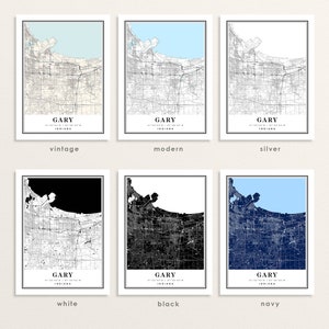 Gary Indiana Map, Gary IN Map, Gary City Map, Gary Print, Gary Poster ...