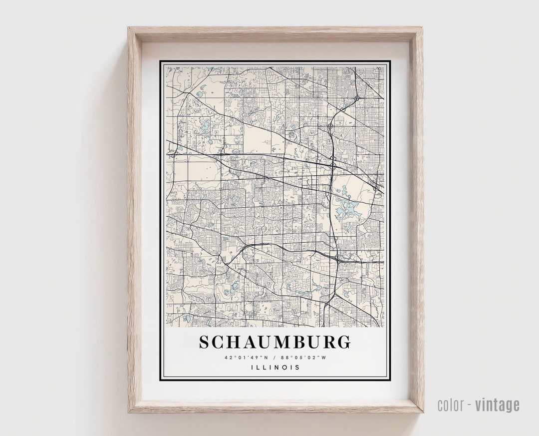 Schaumburg IL Map Print Schaumburg Illinois City Poster Personalized ...