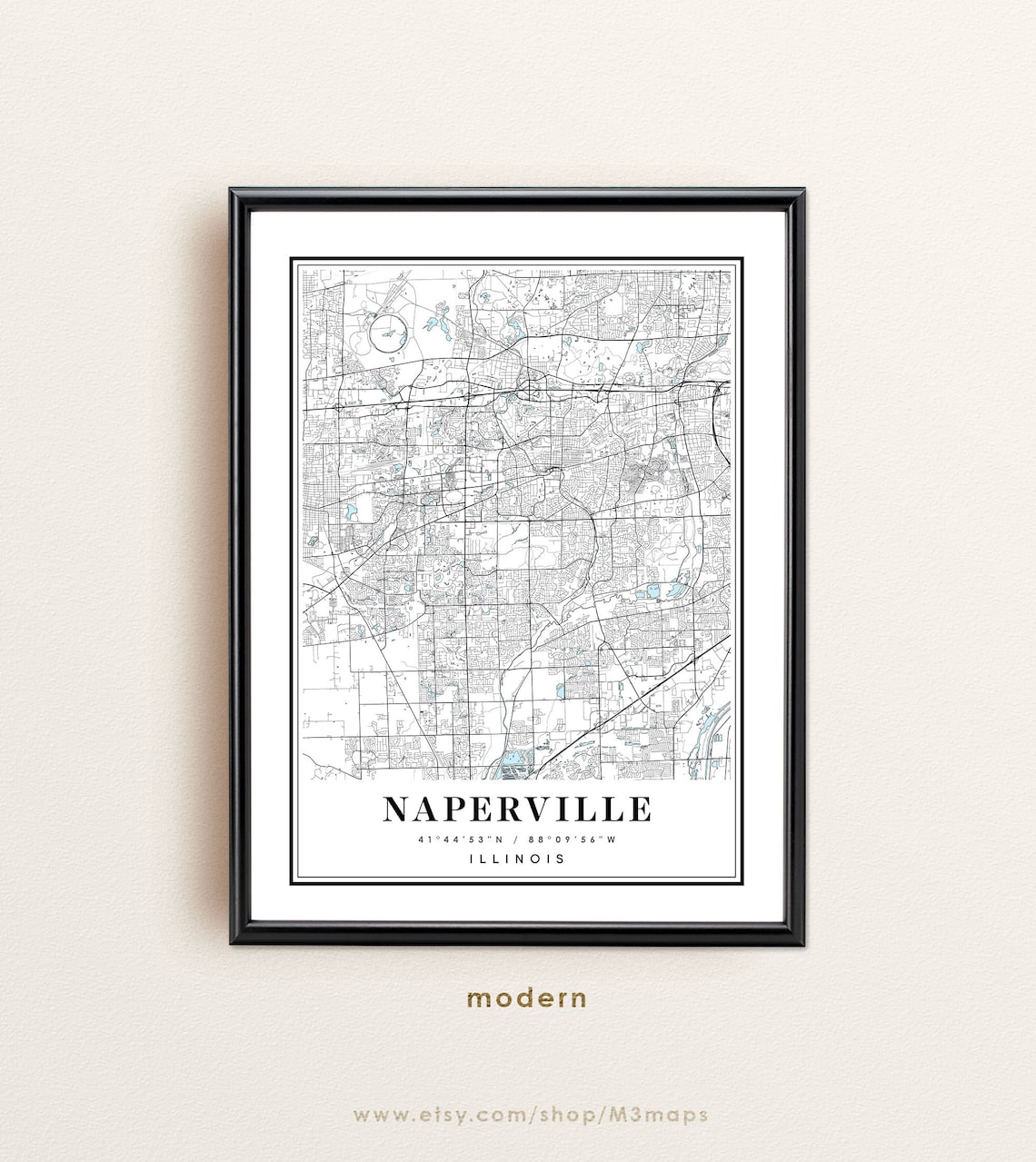 Naperville Illinois Map Naperville IL Map Naperville City - Etsy