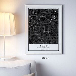 Troy Michigan Map, Troy MI Map, Troy City Map, Troy Print, Troy Poster ...