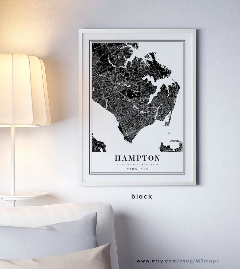 Hampton Virginia Map Hampton VA Map Hampton City Map - Etsy