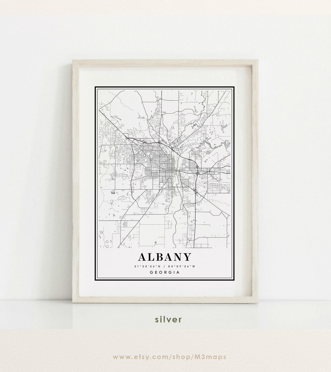 Albany Georgia Map Albany GA Map Albany City Map Albany | Etsy