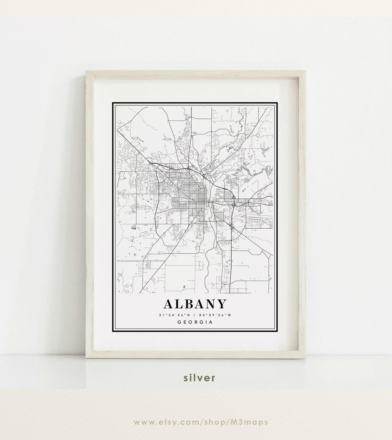 Albany Georgia Map Albany GA Map Albany City Map Albany | Etsy