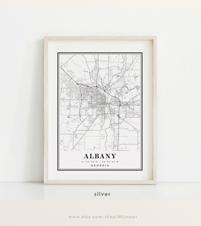 Albany Georgia Map Albany GA Map Albany City Map Albany | Etsy