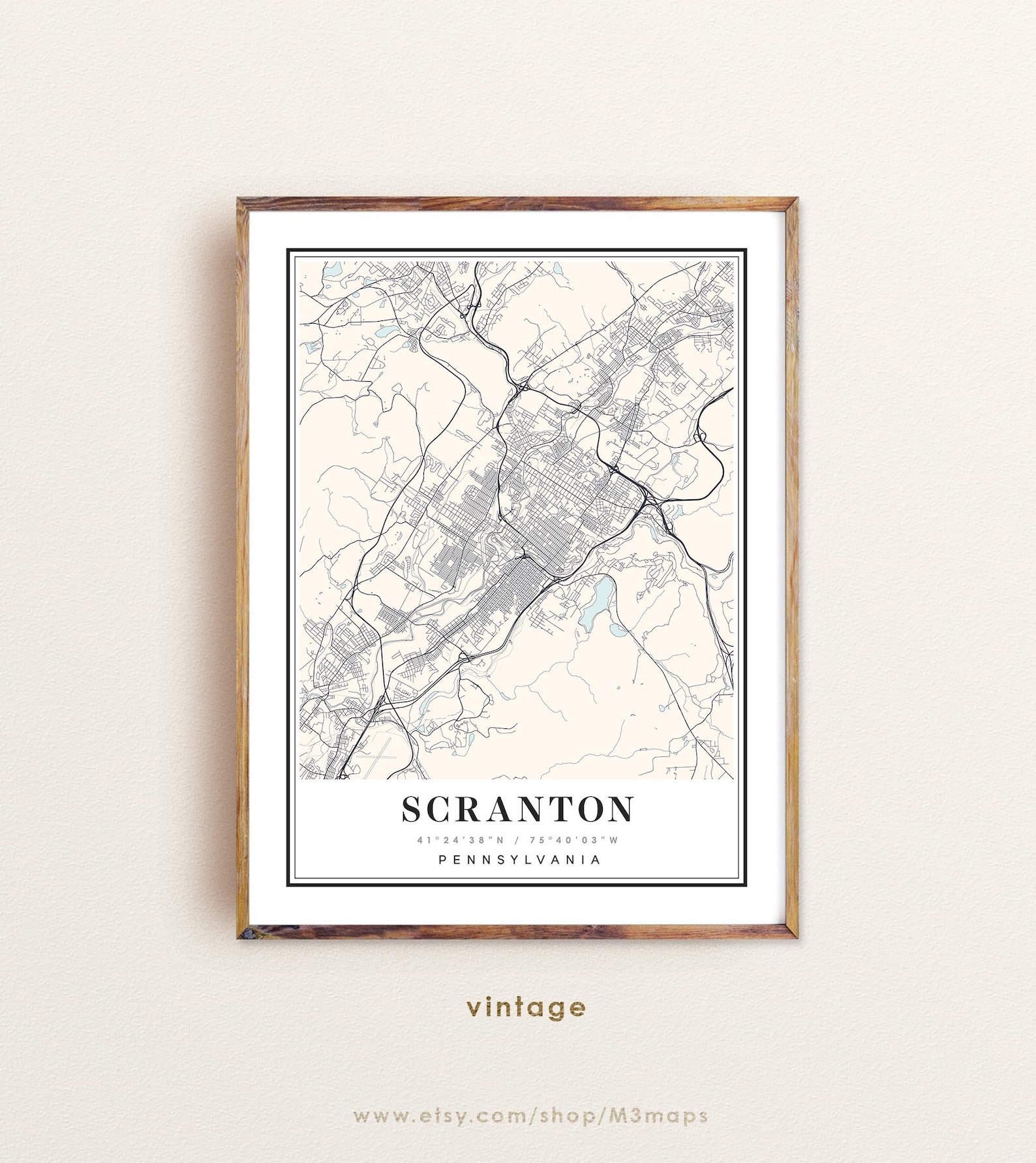 Scranton Pennsylvania map Scranton PA map Scranton city map | Etsy