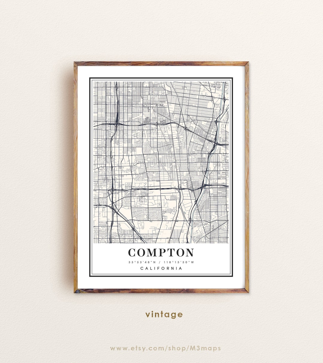 Compton California Map, Compton CA Map, Compton City Map, Compton Print ...