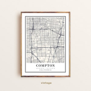 Compton California Map, Compton CA Map, Compton City Map, Compton Print ...