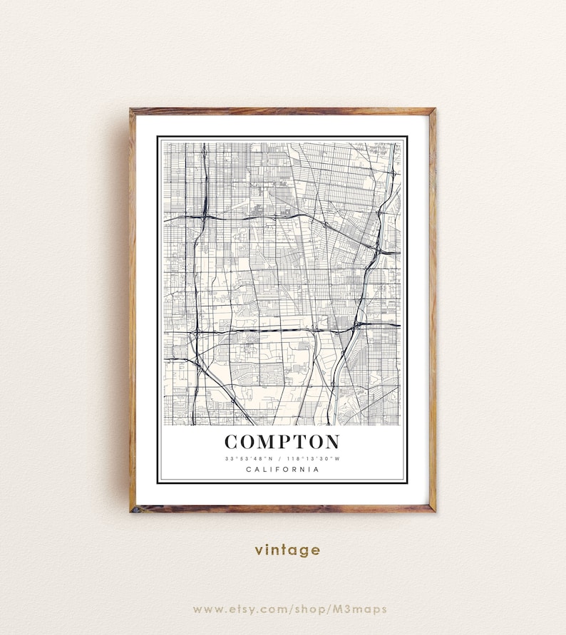 Compton California Map Compton CA Map Compton City Map - Etsy