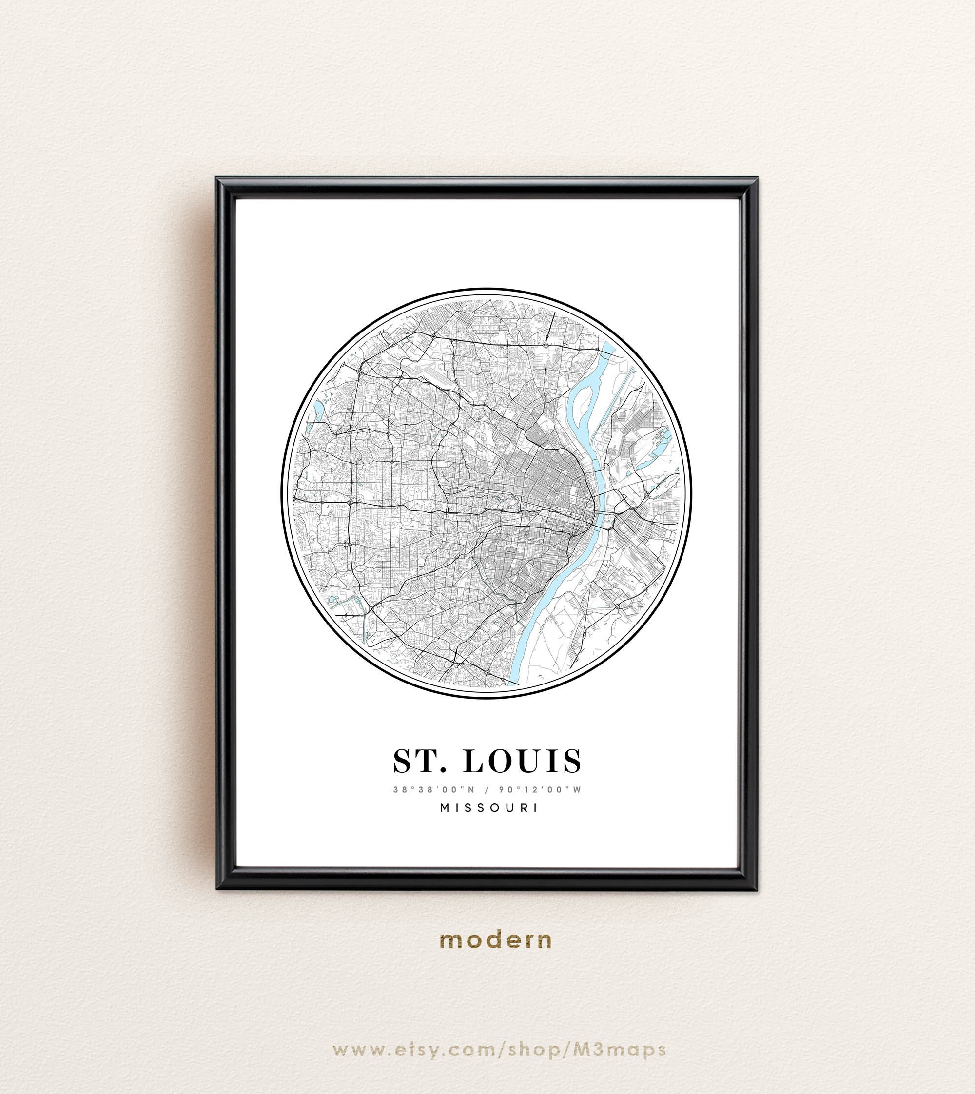 Mapa de San Luis Missouri Mapa de San Luis MO Impresión de - Etsy México