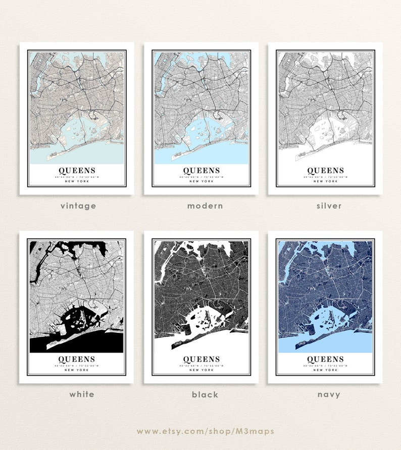 Queens New York Map Queens NY Map Queens City Map Queens - Etsy