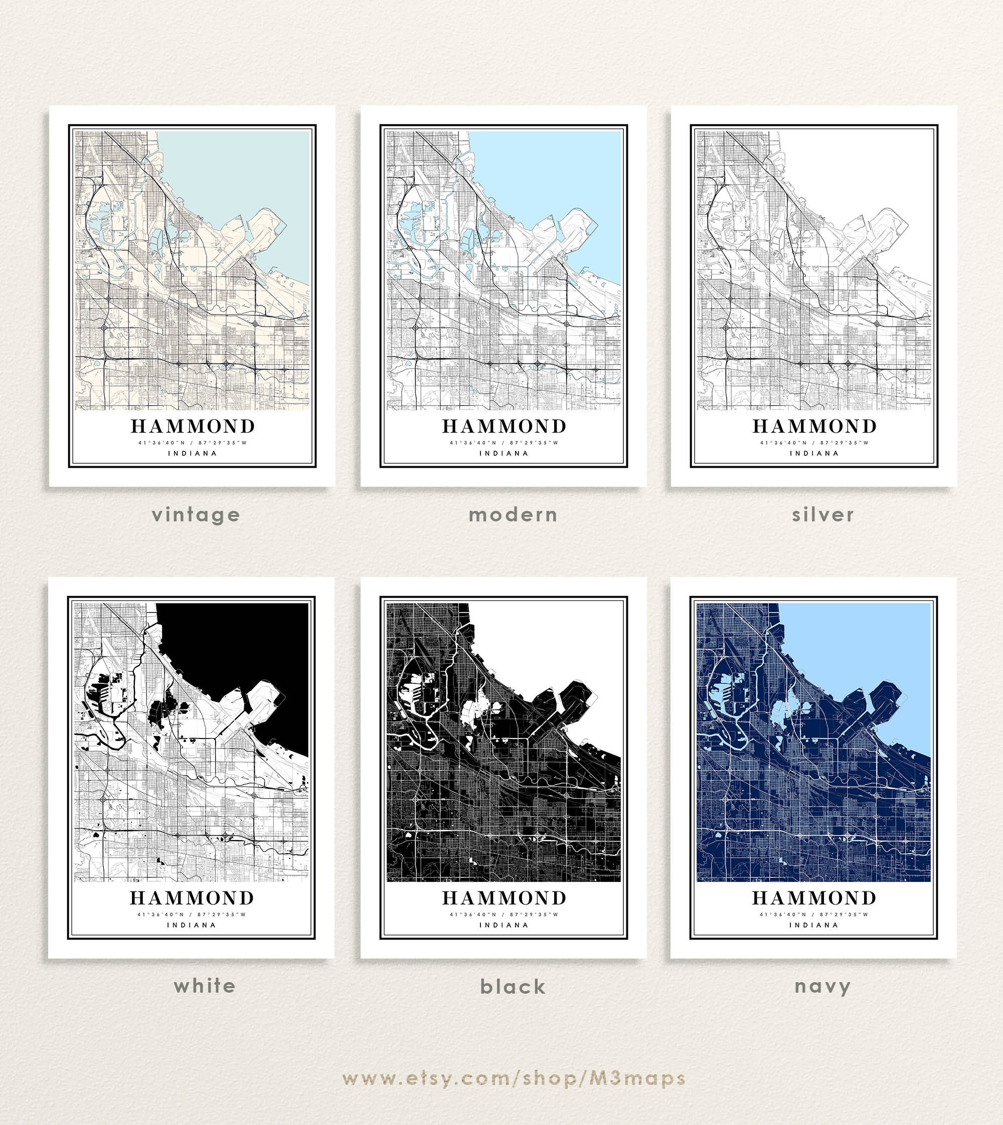 Hammond Indiana Map Hammond IN Map Hammond City Map Hammond - Etsy