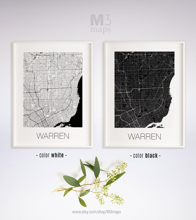 Warren Michigan Warren MI Map Warren Map Warren Print | Etsy