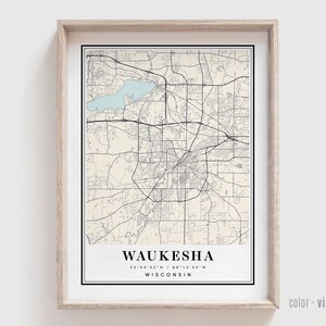 Waukesha WI Map Print - Waukesha Wisconsin City Poster - Personalized ...