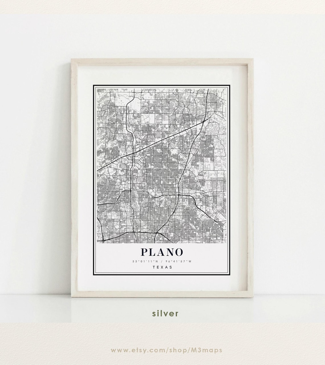 Plano Texas map Plano TX map Plano city map Plano print | Etsy