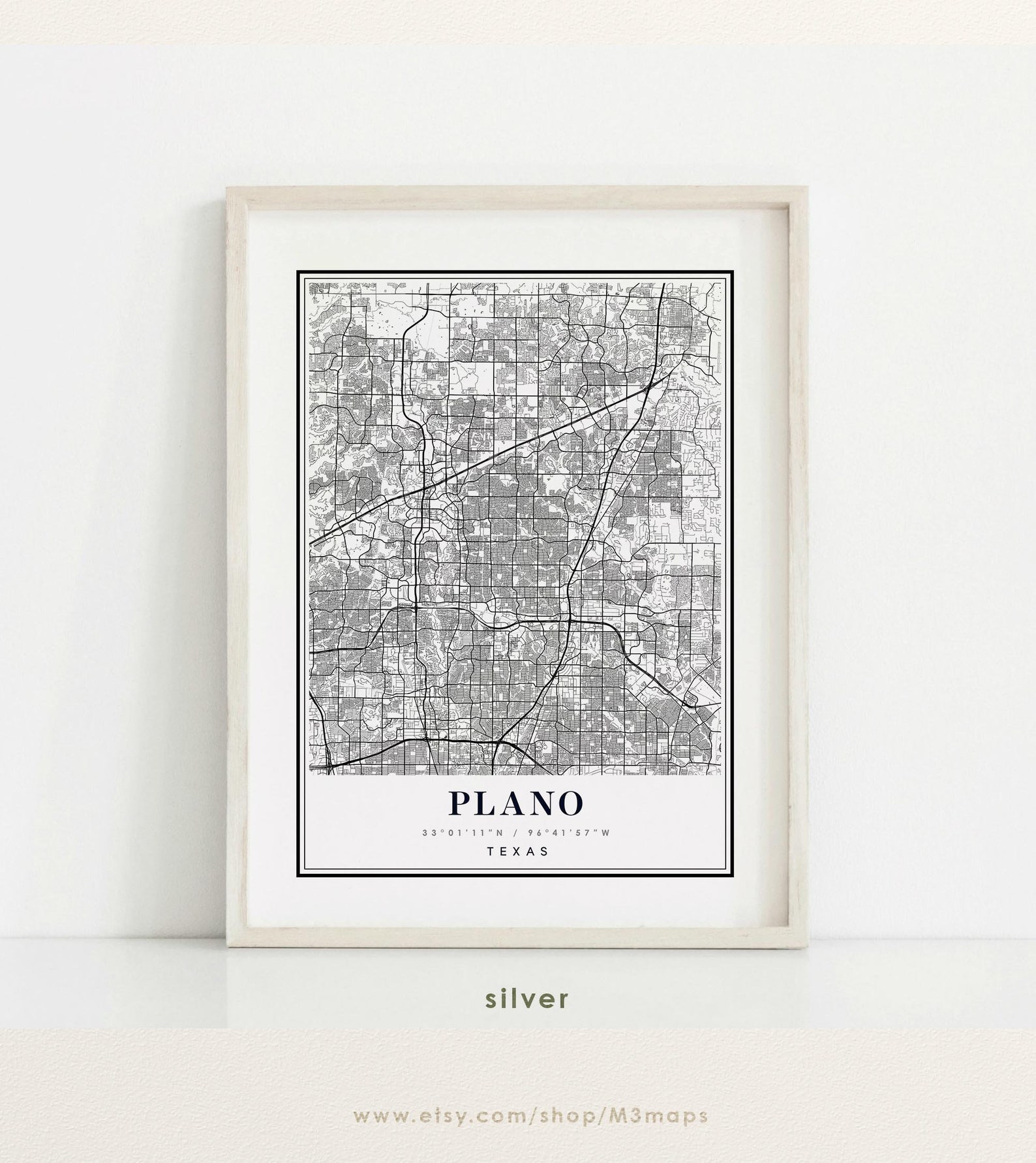 Plano Texas map Plano TX map Plano city map Plano print | Etsy