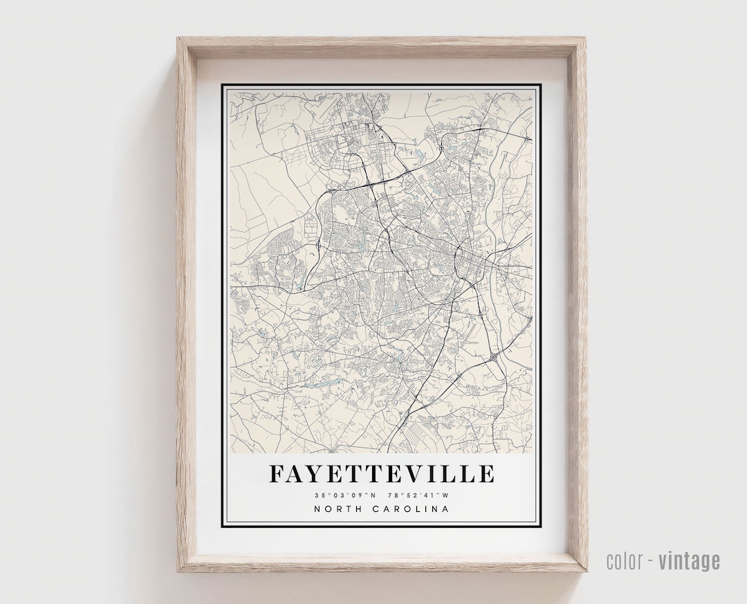Fayetteville NC Map Print Fayetteville North Carolina City Poster ...