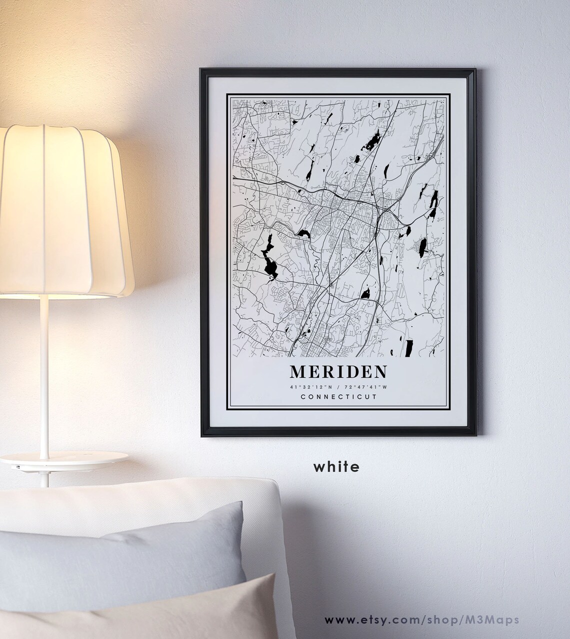 Meriden Connecticut Map Meriden CT Map Meriden City Map - Etsy