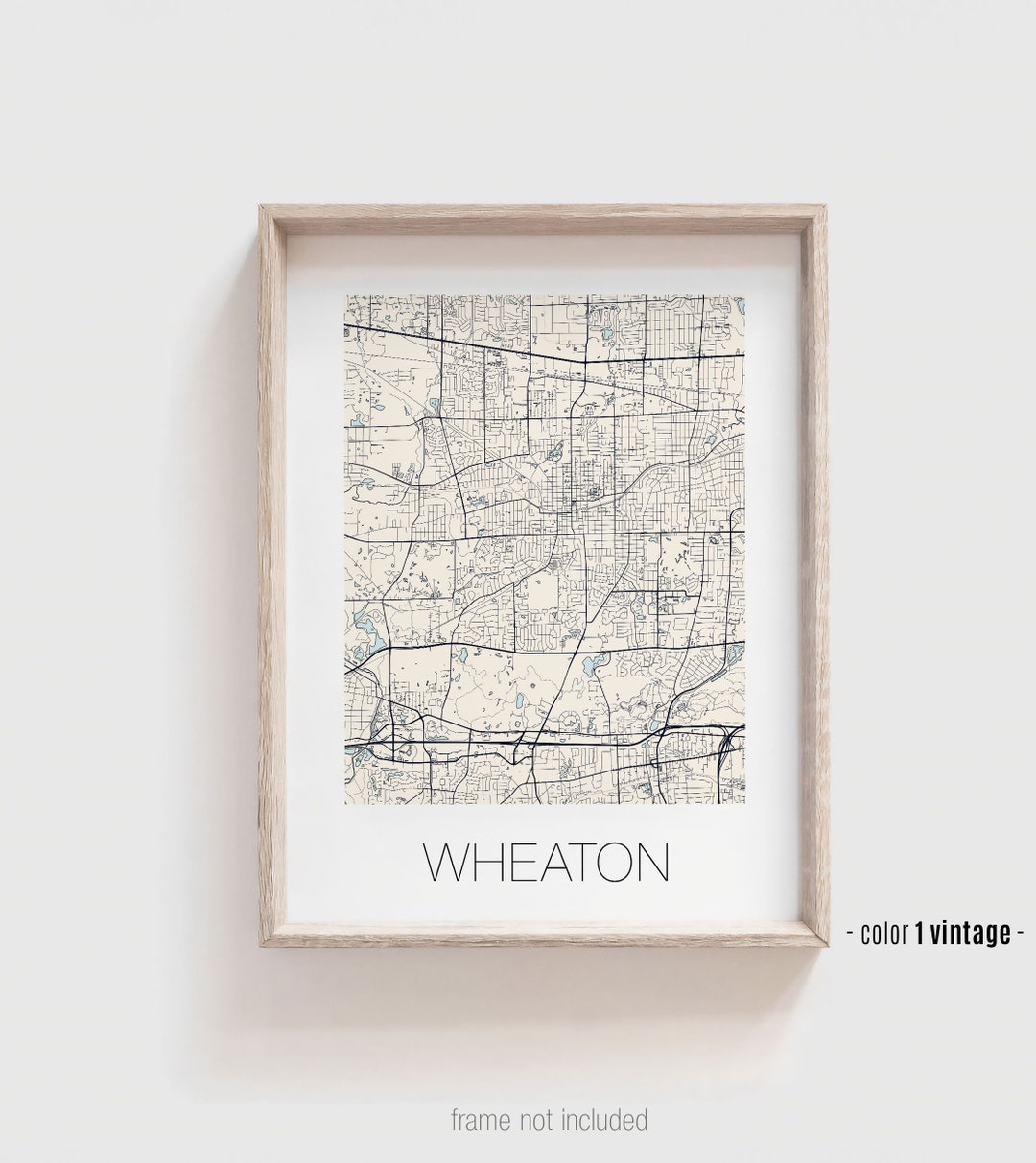 WHEATON IL City Map Poster, Wheaton Illinois Street Map Print ...