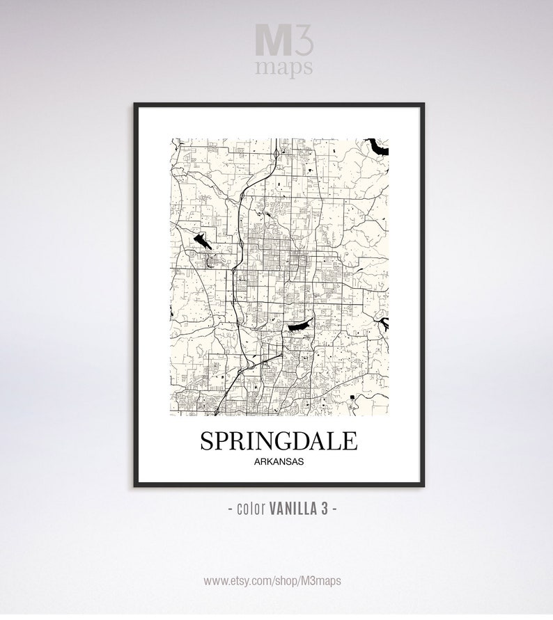 Springdale Springdale AR Map Springdale Modern Art Print - Etsy