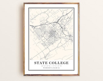 State College Map Print - Etsy