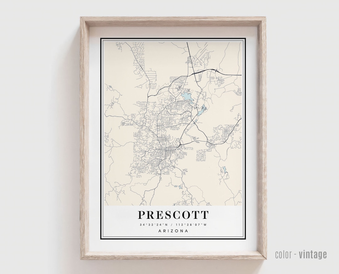 Prescott AZ Map Print - Prescott Arizona City Poster - Personalized ...