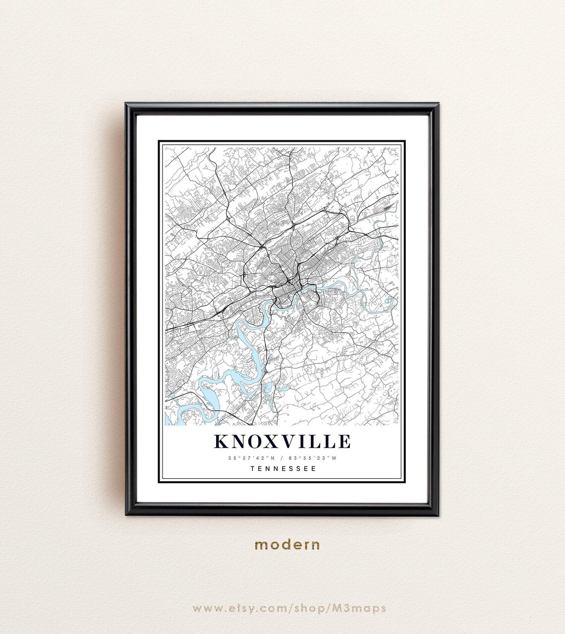 Knoxville Tennessee map Knoxville TN map Knoxville city map | Etsy