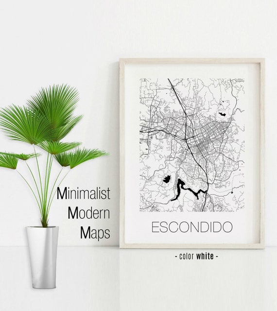 Prints Wall Hangings Wall Décor Minimalist Escondido Map Escondido Map ...