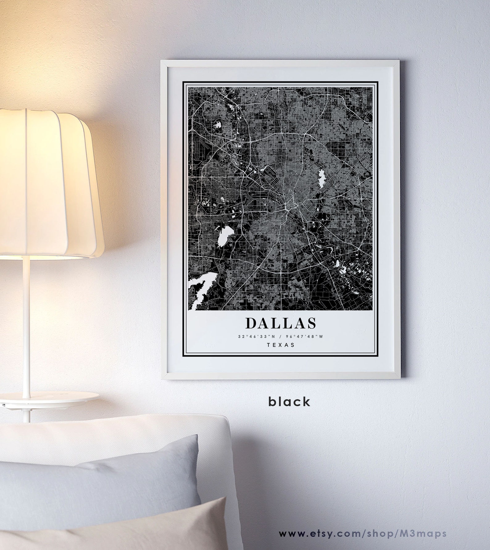 Dallas Texas City Map Art Print: Custom Map Prints - Etsy