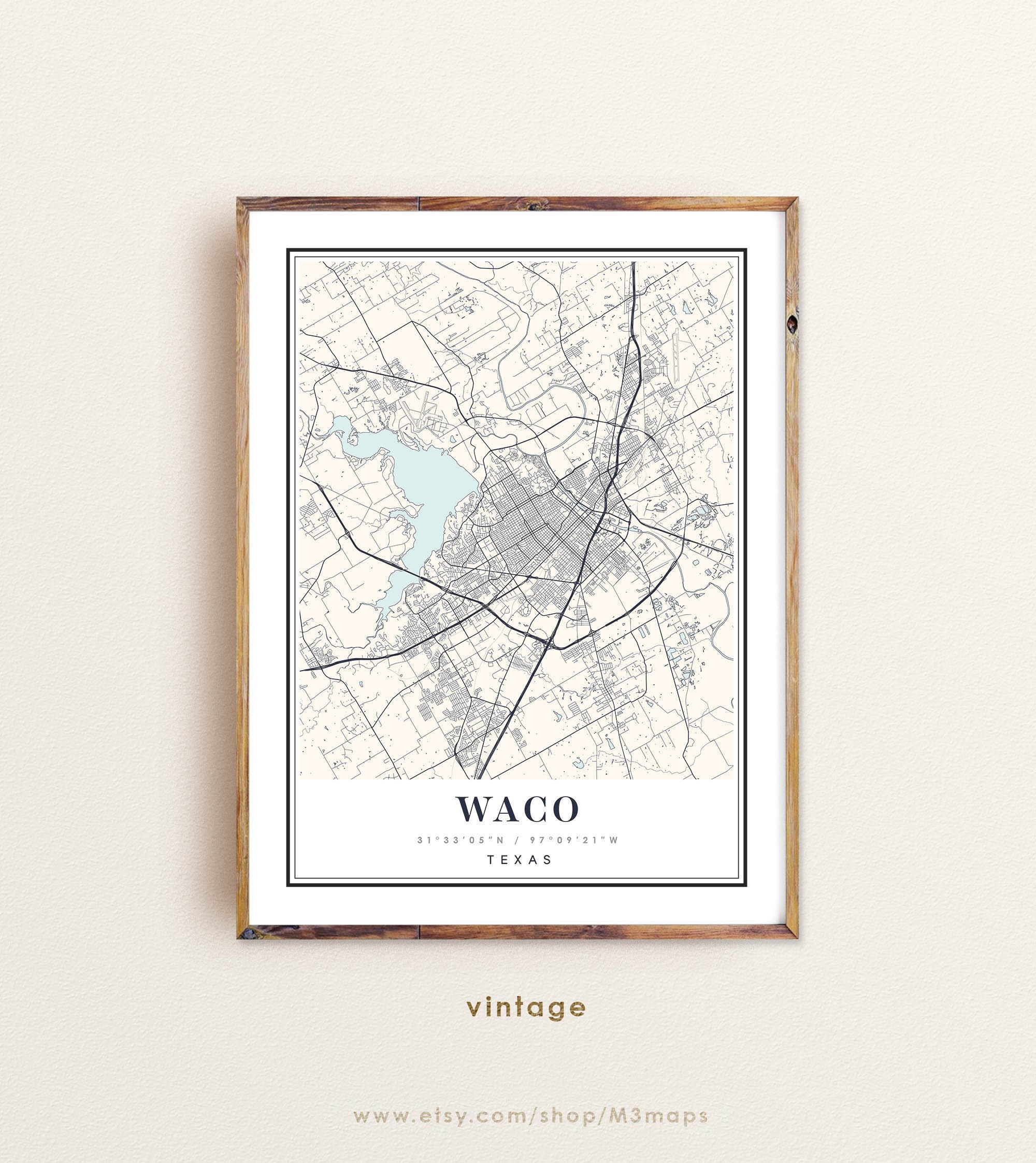 Waco Texas map Waco TX map Waco city map Waco print Waco | Etsy