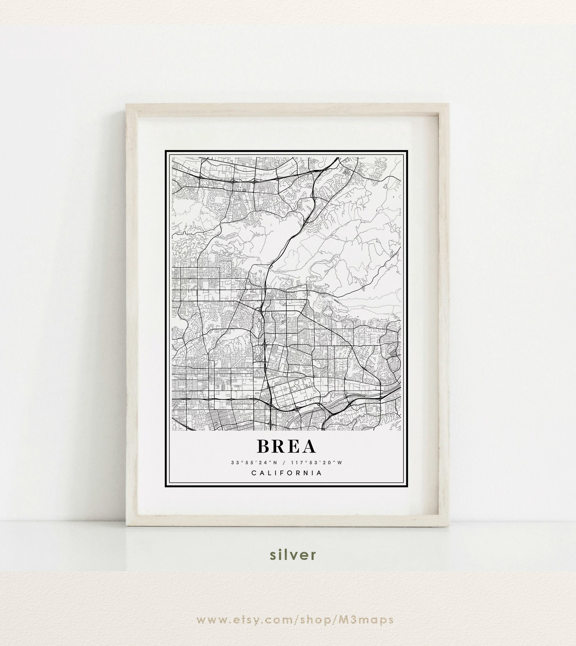 Brea California Map Brea CA Map Brea City Map Brea Print - Etsy